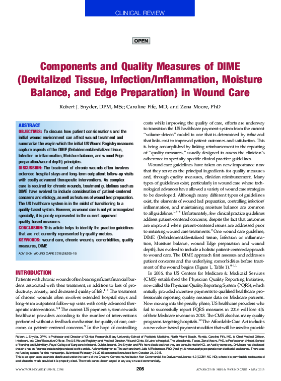 (PDF) Components and Quality Measures of DIME (Devitalized Tissue ...