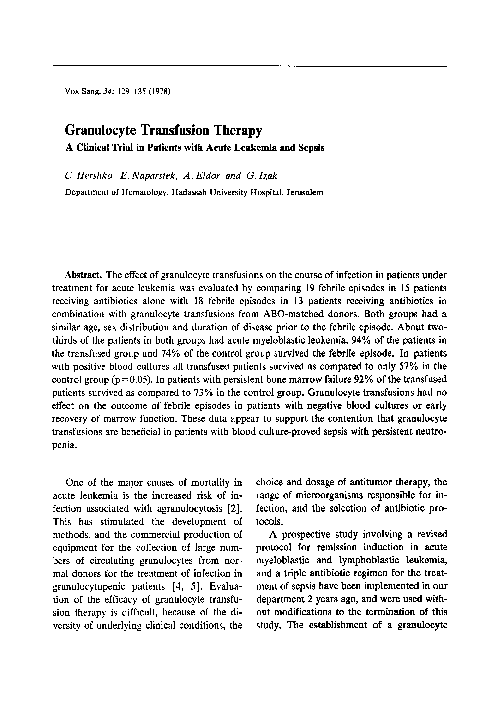 (PDF) Granulocyte Transfusion Therapy