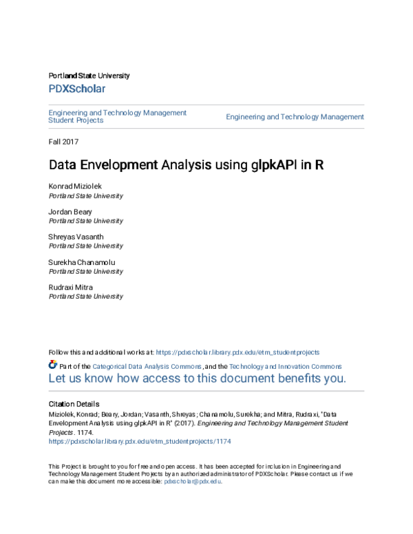 (PDF) Data Envelopment Analysis using glpkAPI in R