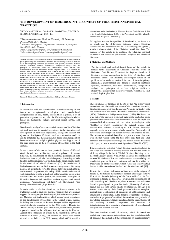 (PDF) The Development of Bioethics in the Context of the Christian ...