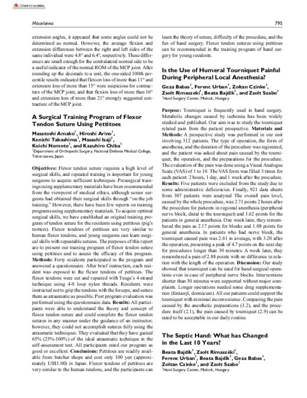 (PDF) The Septic Hand: What has Changed in the Last 10 Years?