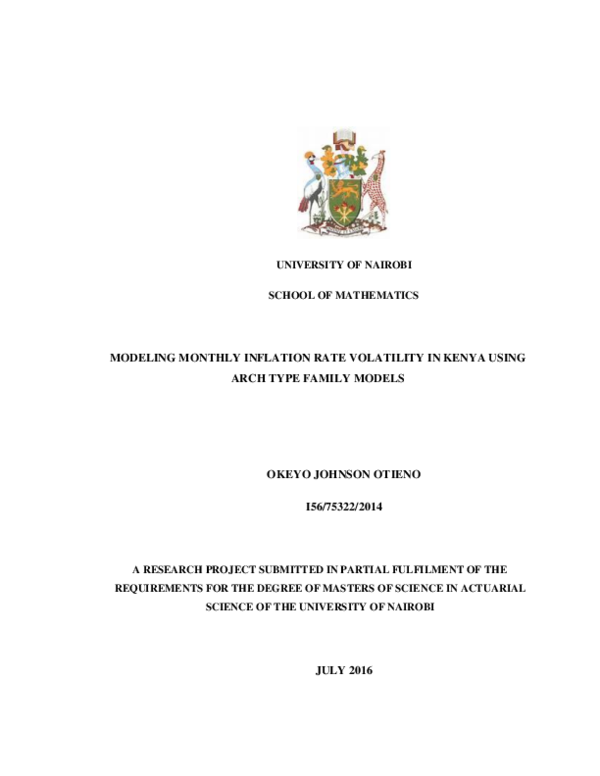 Pdf Modeling Monthly Inflation Rate Volatility In Kenya Using Arch