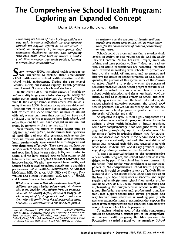 (PDF) The Comprehensive School Health Program: Exploring an Expanded ...