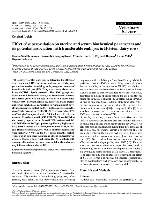 (PDF) Effect of superovulation on uterine and serum biochemical ...