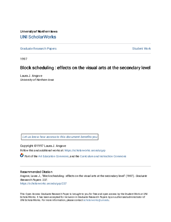 (PDF) Block scheduling : effects on the visual arts at the secondary ...