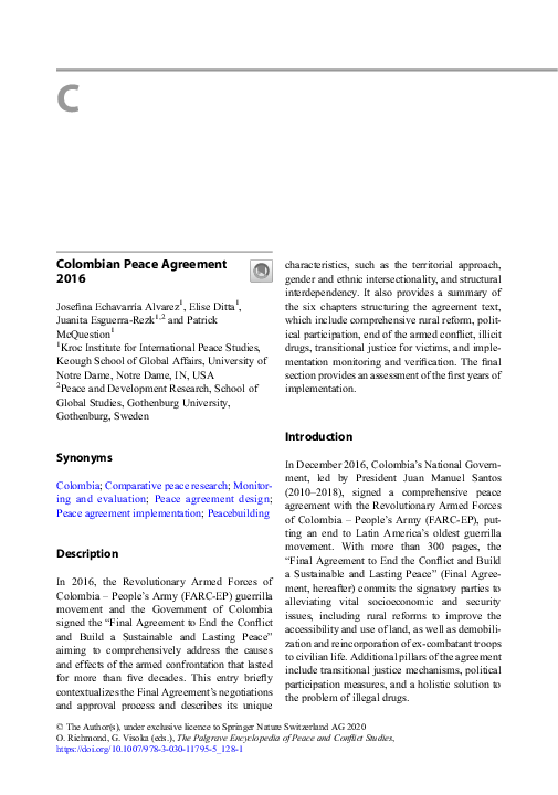(PDF) Colombian Peace Agreement 2016