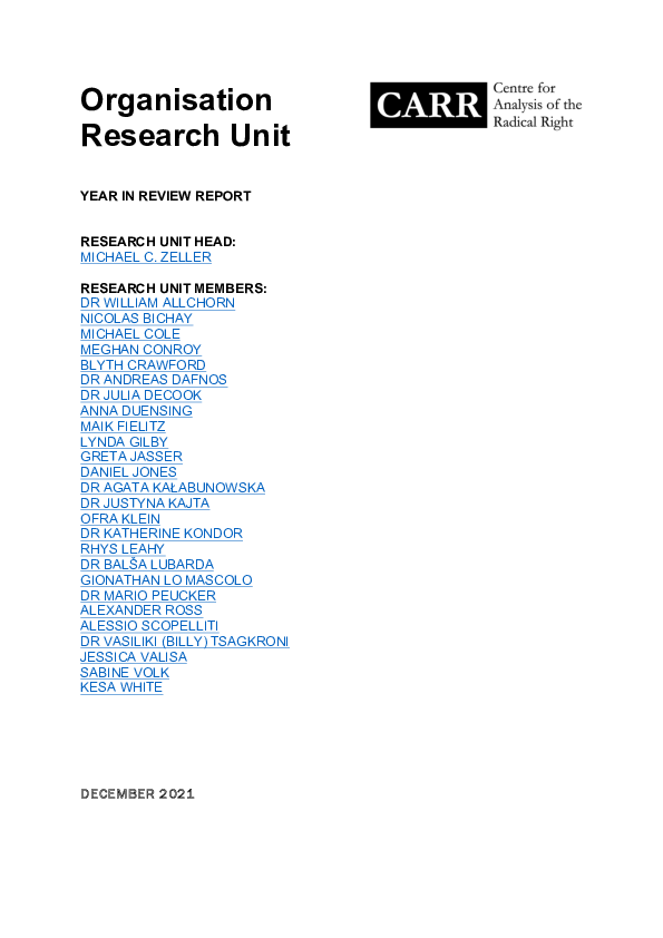 (PDF) CARR Organisation Research Unit: 2021 Year in Review Report