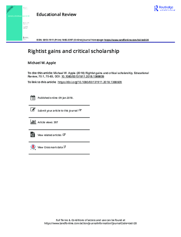(PDF) Rightist gains and critical scholarship
