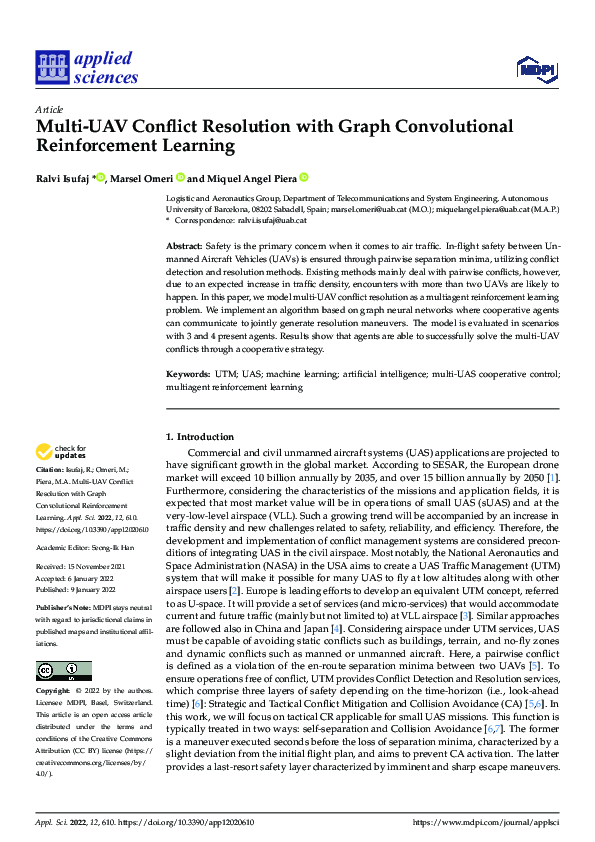 Pdf Multi Uav Conflict Resolution With Graph Convolutional Reinforcement Learning