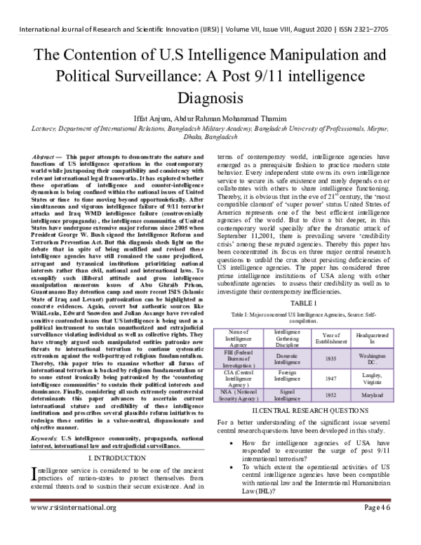 (PDF) The Contention of U.S Intelligence Manipulation and Political ...