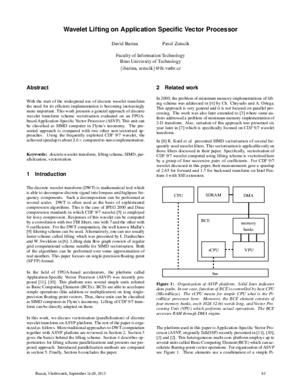(PDF) Wavelet Lifting on Application Specific Vector Processor