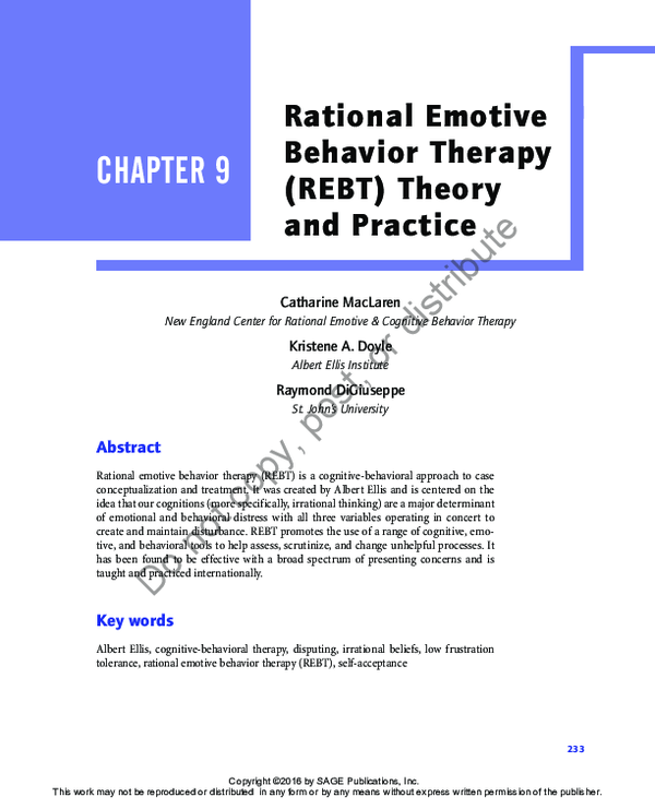 (PDF) Rational Emotive Behavior Therapy (REBT) Theory and Practice