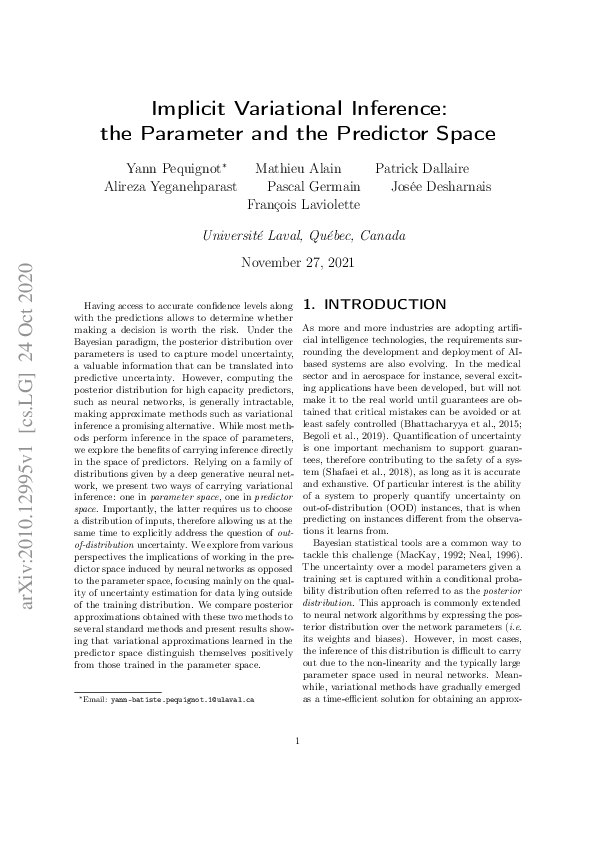 (PDF) Implicit Variational Inference: the Parameter and the Predictor Space
