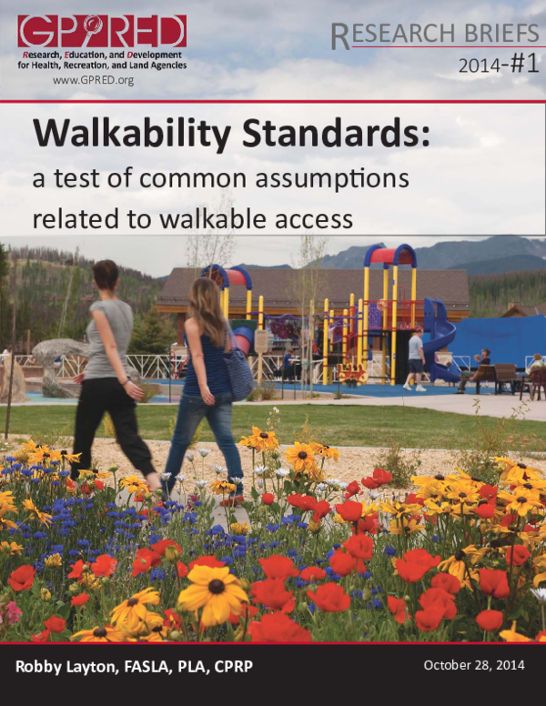 (PDF) Walkability Standards : a test of common assump ons related to ...