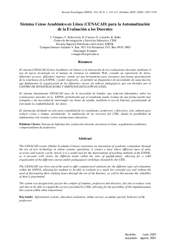 (PDF) Sistema Censo Académico en Línea (CENACAD) para la Automatización ...