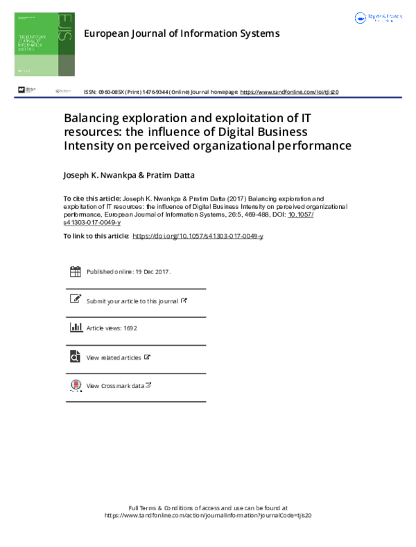 (PDF) Balancing exploration and exploitation of IT resources: the ...