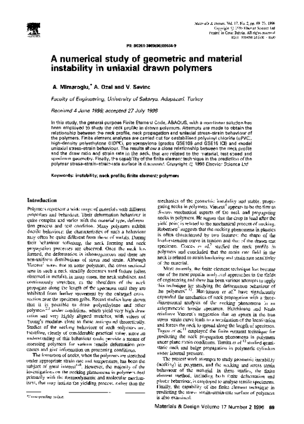 (PDF) A numerical study of geometric and material instability in ...