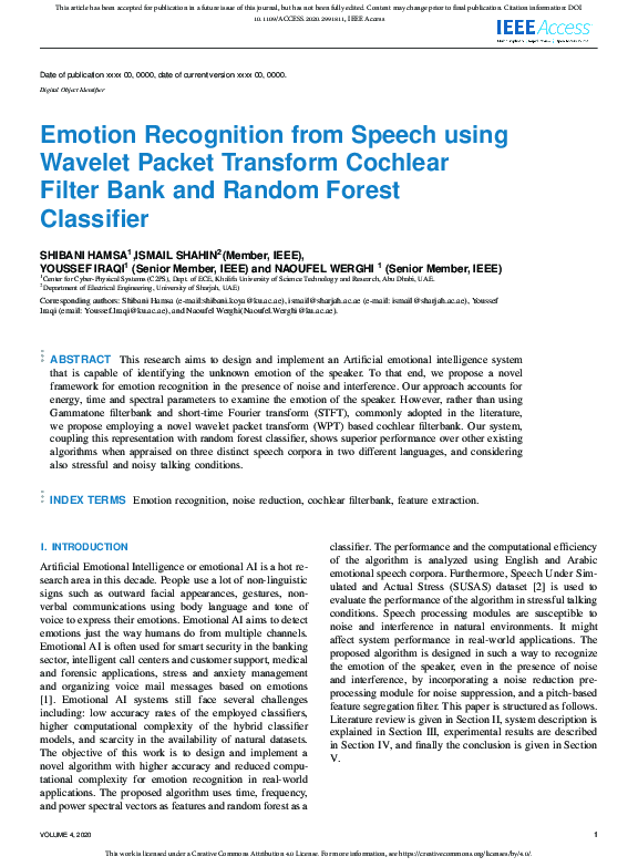 (PDF) Emotion Recognition from Speech using Wavelet Packet Transform ...