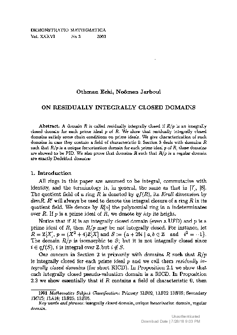(PDF) On residually integrally closed domains