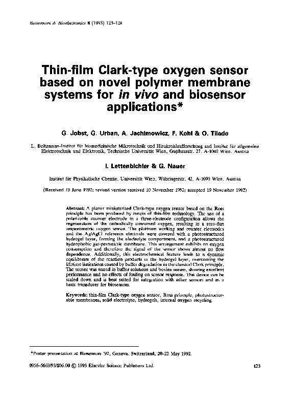 (PDF) Thin-film Clark-type oxygen sensor based on novel polymer ...