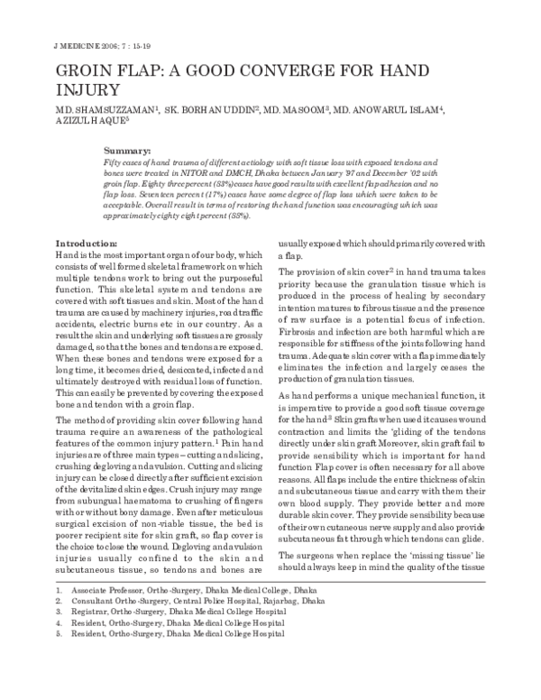 (PDF) Groin Flap: A Good Converge for Hand
