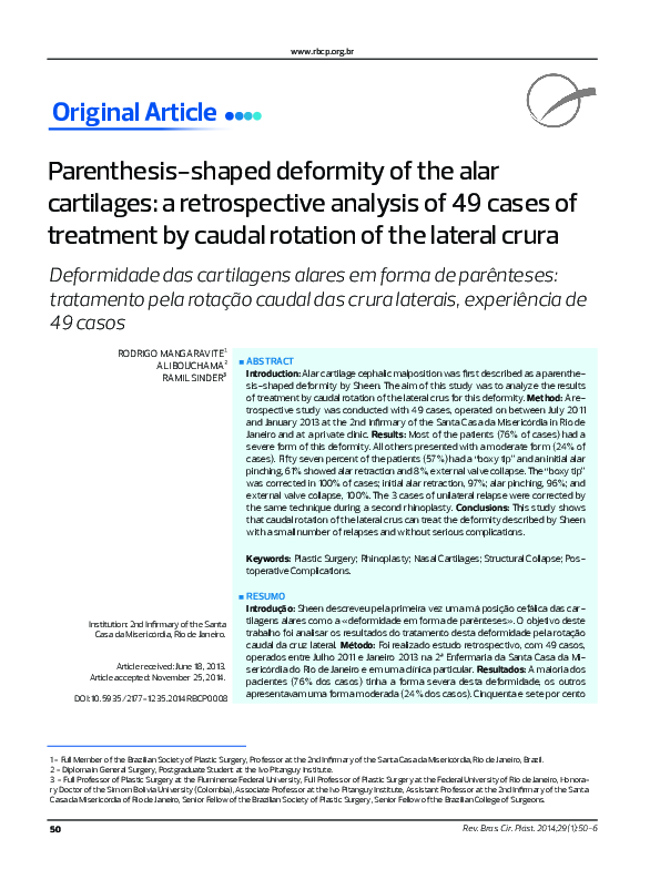 (PDF) Parenthesis-shaped deformity of the alar cartilages: a ...