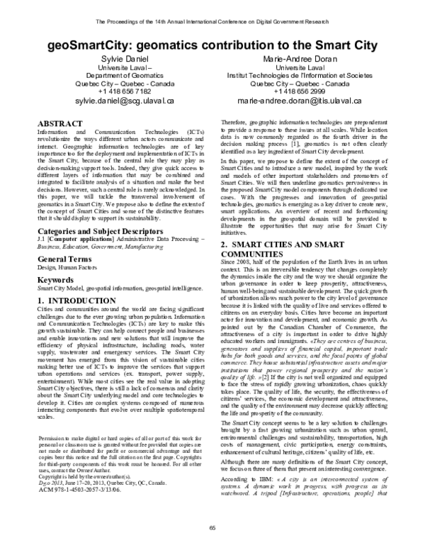 (PDF) geoSmartCity (geomatics contribution to the smart city)