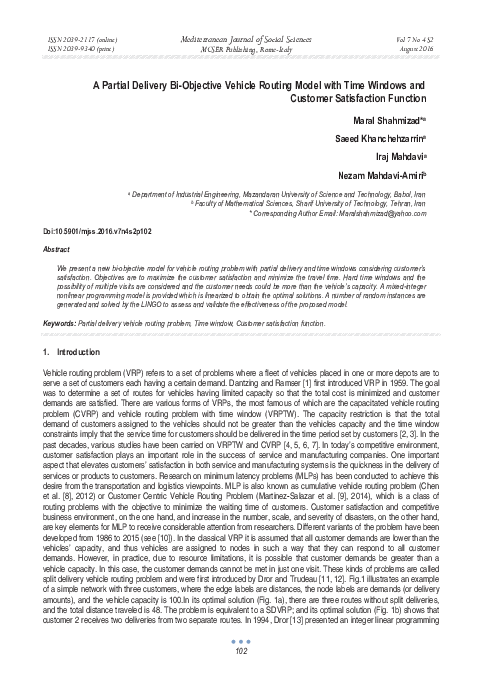 (PDF) A Partial Delivery Bi-Objective Vehicle Routing Model with Time Windows and Customer ...