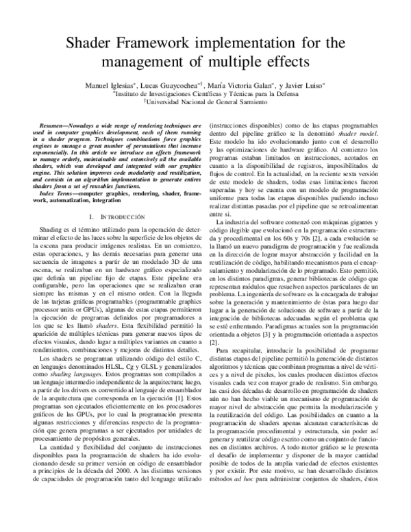 Pdf Shader Framework Implementation For The Management Of Multiple Effects Manuel Iglesias
