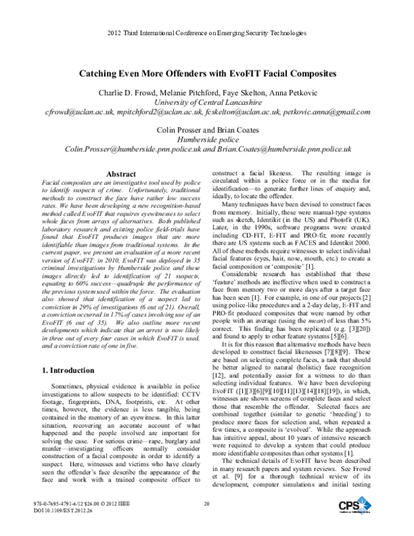 (PDF) Catching Even More Offenders with EvoFIT Facial Composites