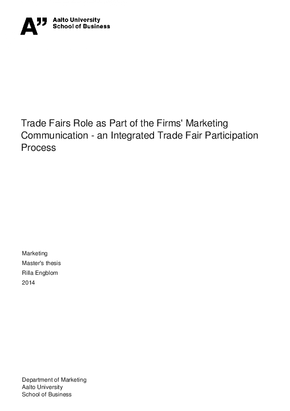 (PDF) Trade fairs role as part of the firms' marketing communication ...
