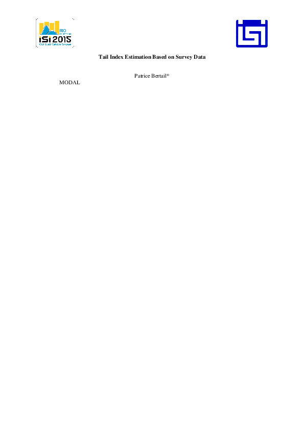 Pdf Tail Index Estimation Based On Survey Data Stephan Clemencon