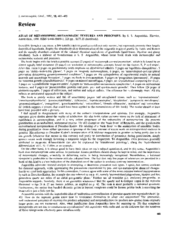 (PDF) Atlas of Metamorphic?Metasomatic Textures and Processes