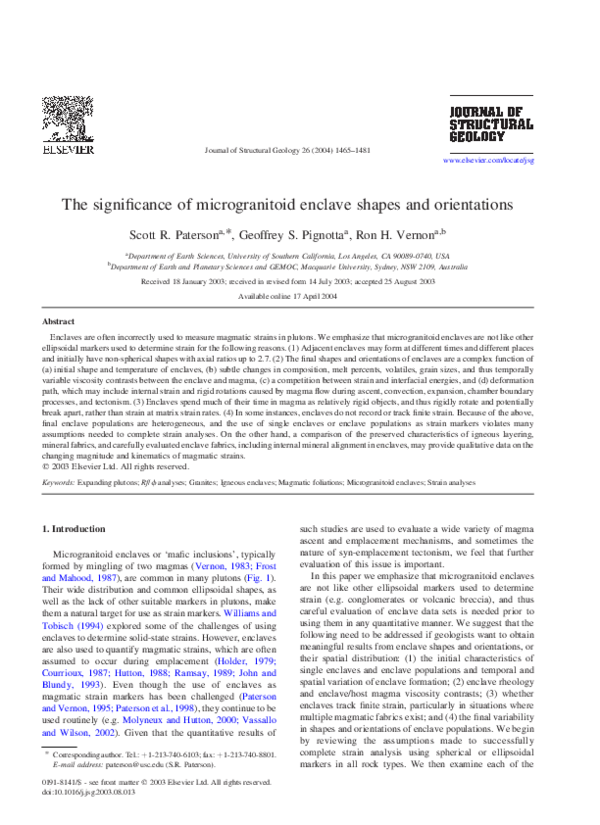 (PDF) The significance of microgranitoid enclave shapes and orientations