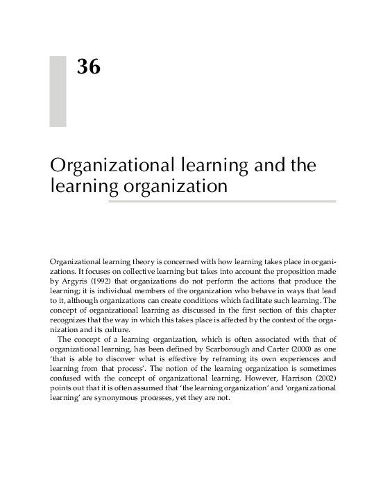 (PDF) Organizational learning and the learning organization ...