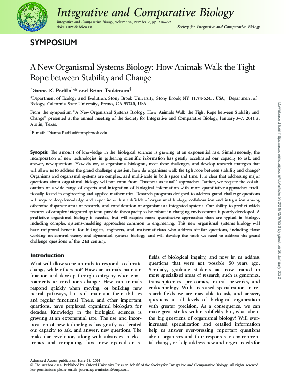 (PDF) SYMPOSIUM A New Organismal Systems Biology: How Animals Walk the ...