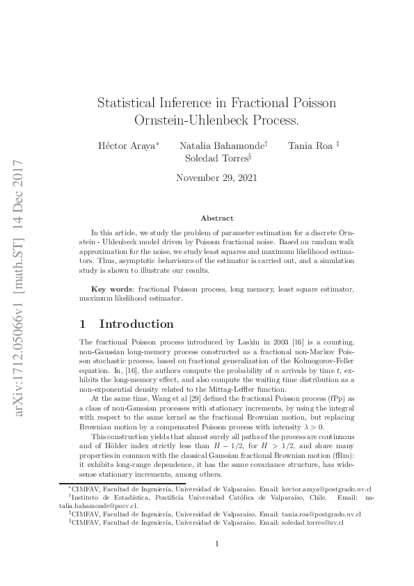 (PDF) Statistical Inference in Fractional Poisson Ornstein-Uhlenbeck Process