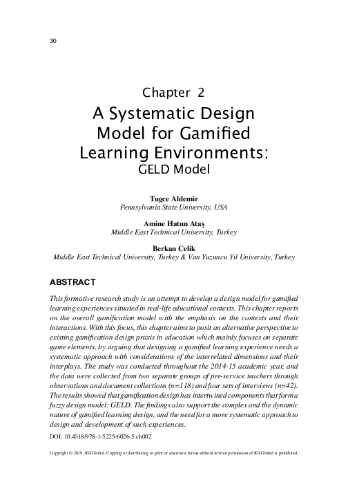 (PDF) A Systematic Design Model for Gamified Learning Environments