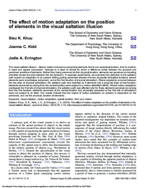 (PDF) The effect of motion adaptation on the position of elements in ...