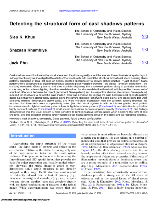 (PDF) Detecting the structural form of cast shadows patterns