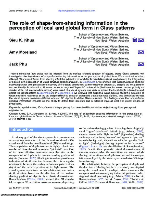(PDF) The role of shape-from-shading information in the perception of ...