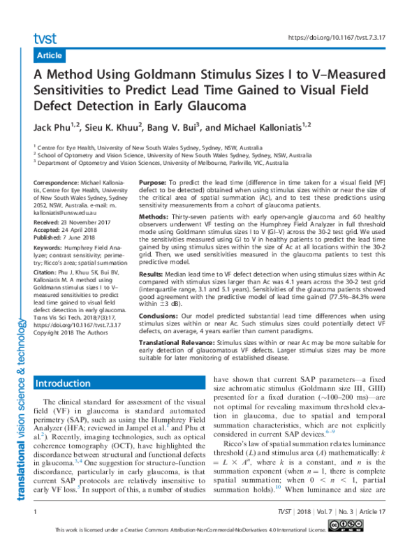 (PDF) A Method Using Goldmann Stimulus Sizes I to V–Measured ...