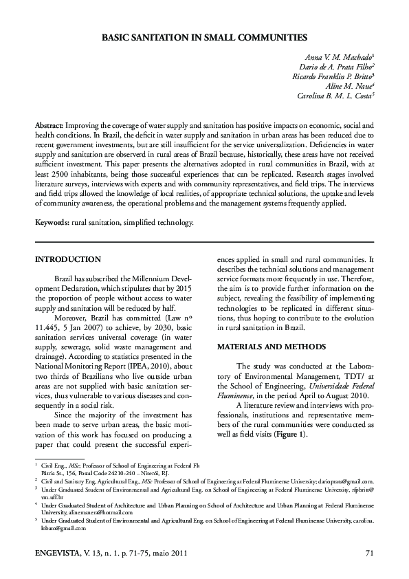 (PDF) Sanitation in Small Communities