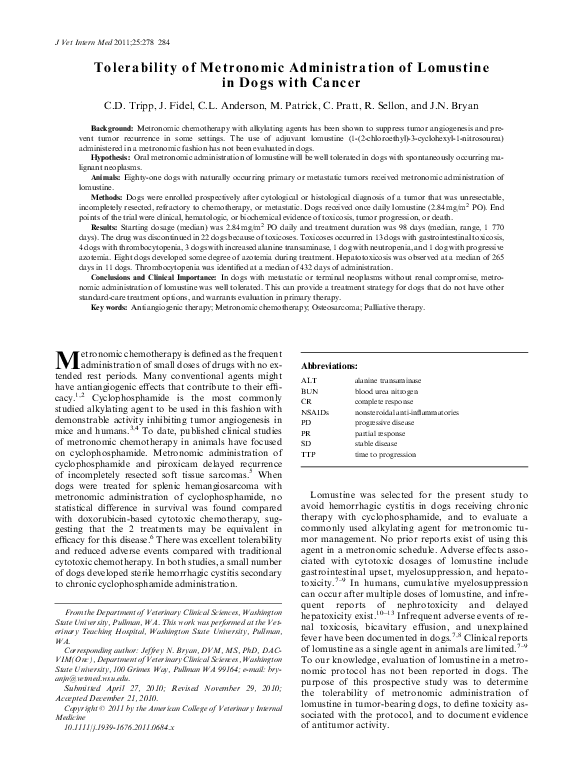 (PDF) Tolerability of Metronomic Administration of Lomustine in Dogs ...