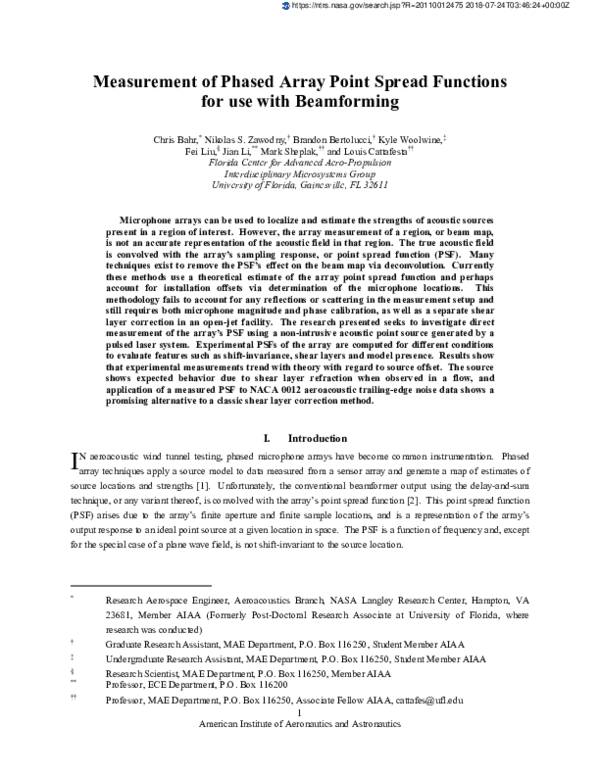(PDF) Measurement of Phased Array Point Spread Functions for use with ...