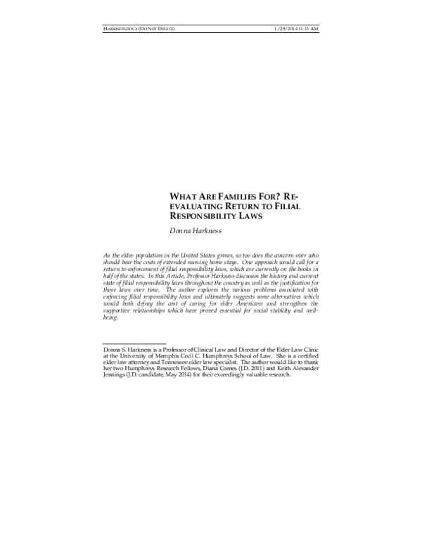 (PDF) What are Families For? Re-Evaluating Return to Filial ...