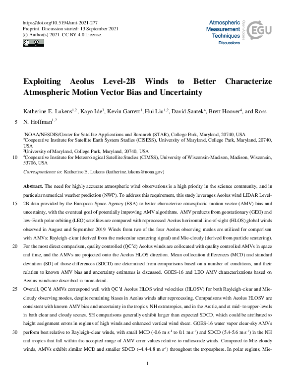 (PDF) Exploiting Aeolus Level-2B Winds to Better Characterize ...