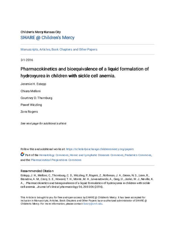 (PDF) Pharmacokinetics and bioequivalence of a liquid formulation of ...