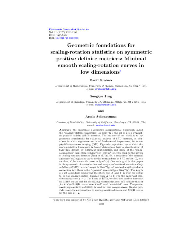 (PDF) Geometric foundations for scaling-rotation statistics on ...