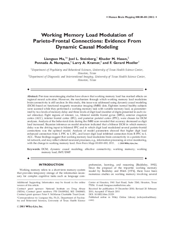 (PDF) Working memory load modulation of parieto-frontal connections: Evidence from dynamic ...